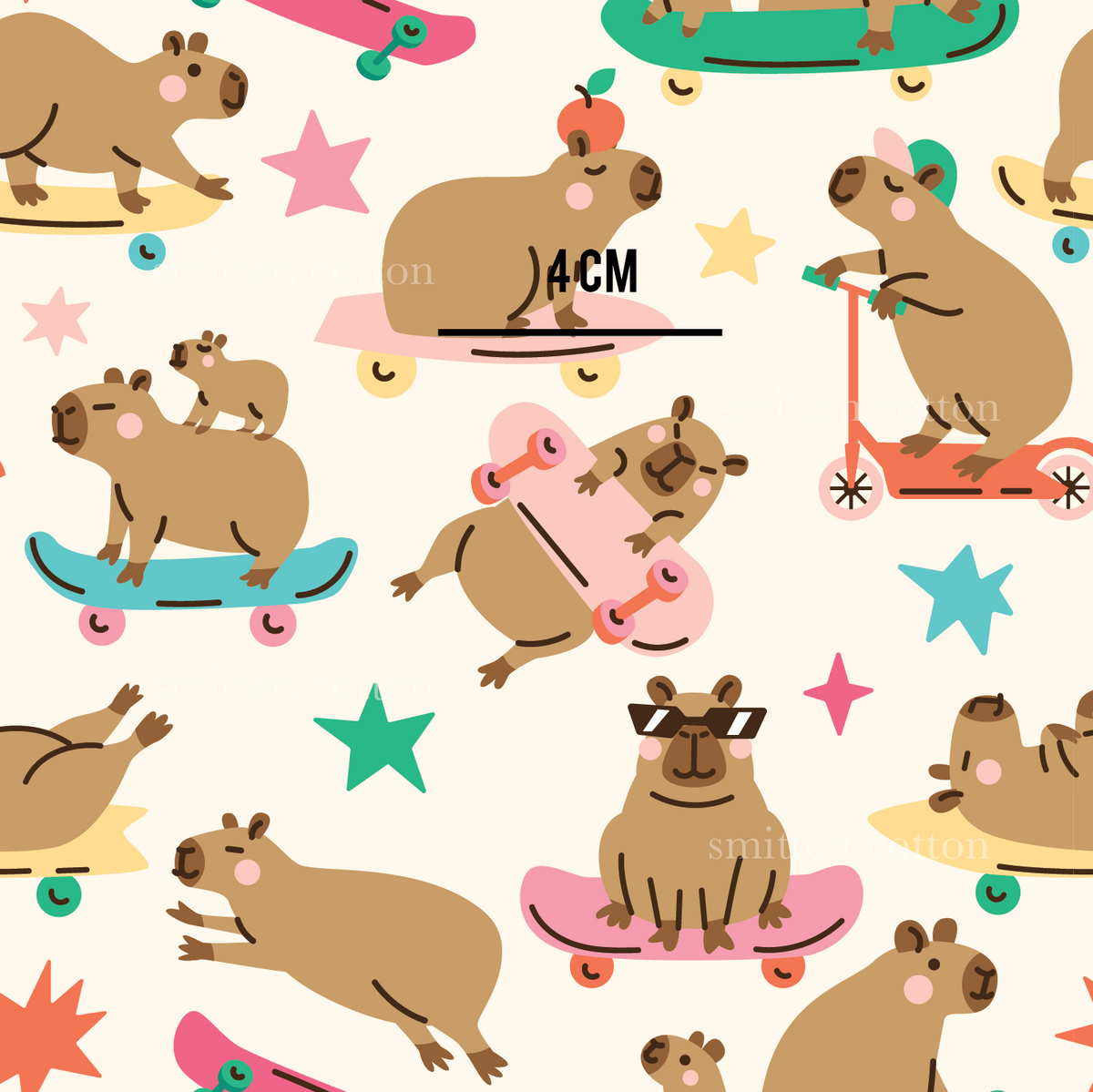 Cool Capybaras (Pre Order 3- 11 May) – Smitten Cotton Fabric Company